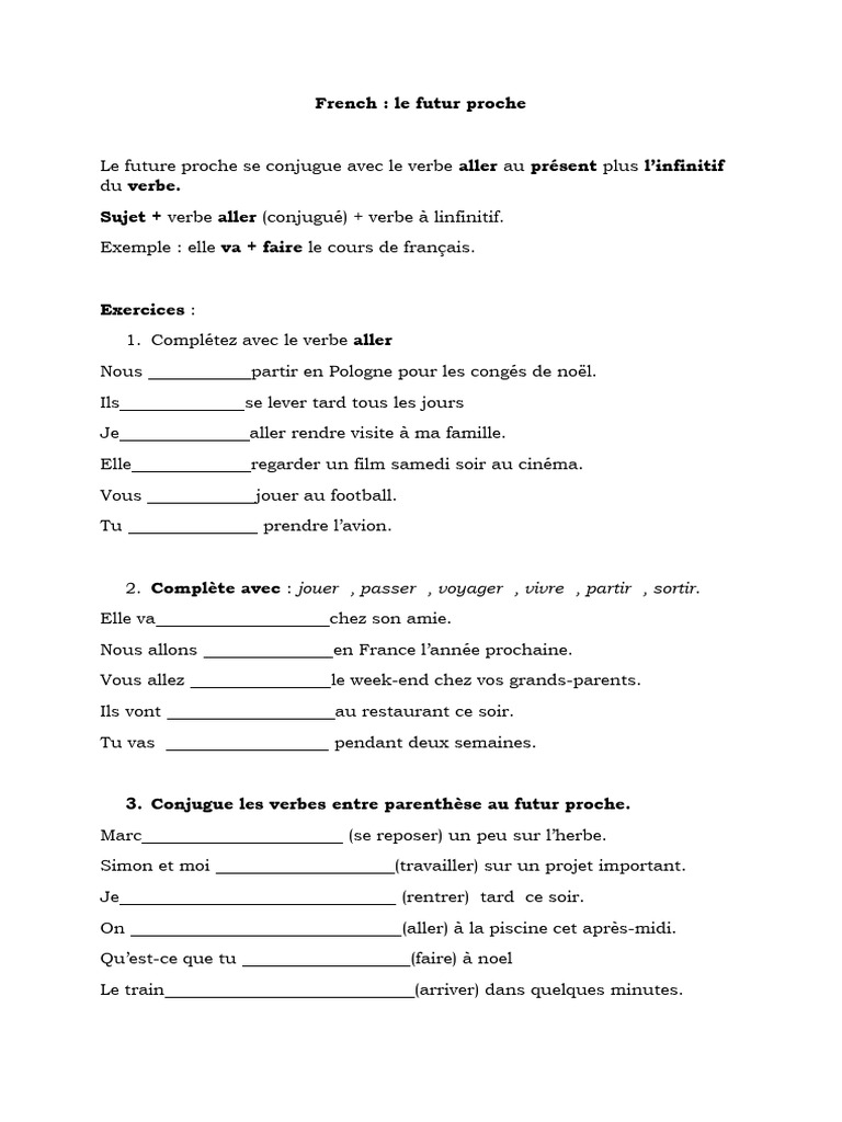 Conjugaison du futur proche en français | PDF