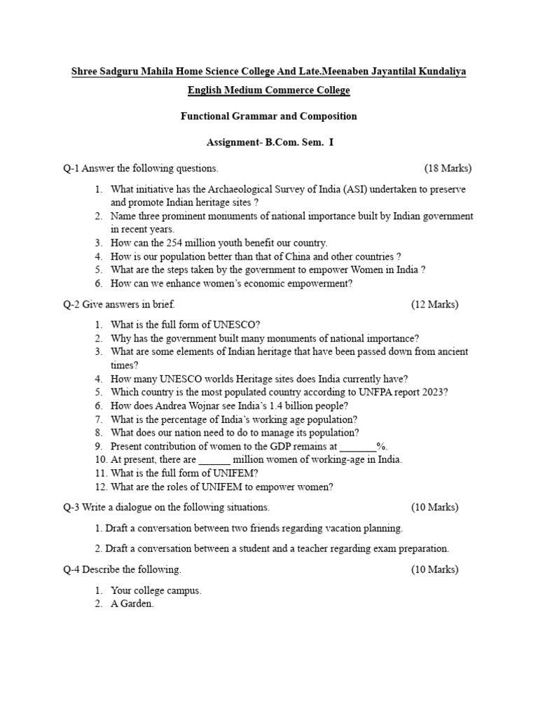 Assignment Functional Grammar and Composition | PDF | Social Science