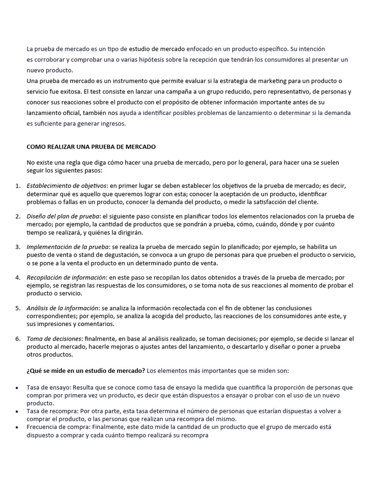 Como Realizar Una Prueba de Mercado | Descargar gratis PDF | Mercado ...