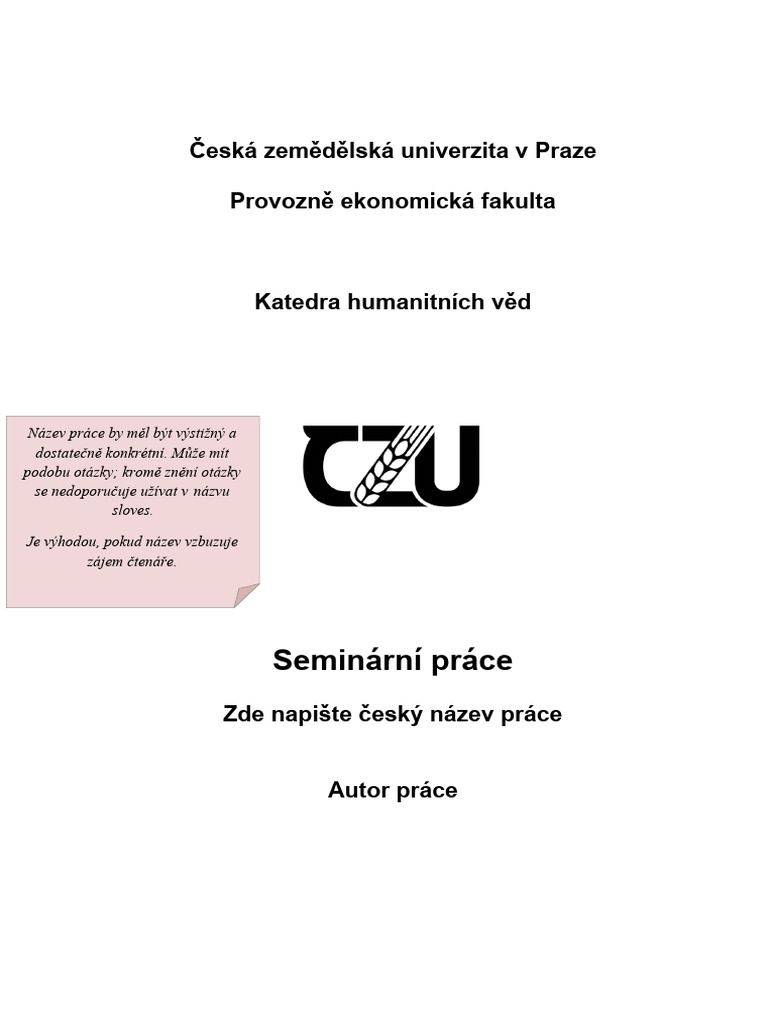 Šablona Seminární Práce | PDF