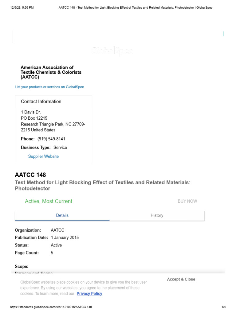 AATCC 148 - Test Method For Light Blocking Effect of Textiles and ...