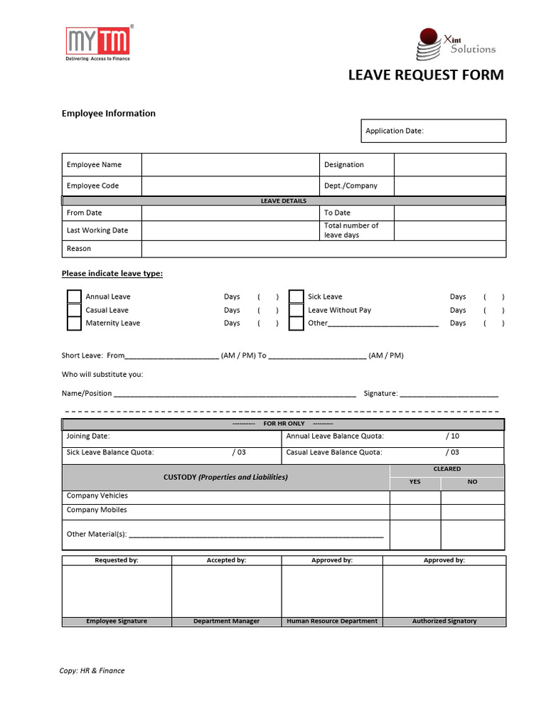 Leave Request Form | PDF | Labor | Business