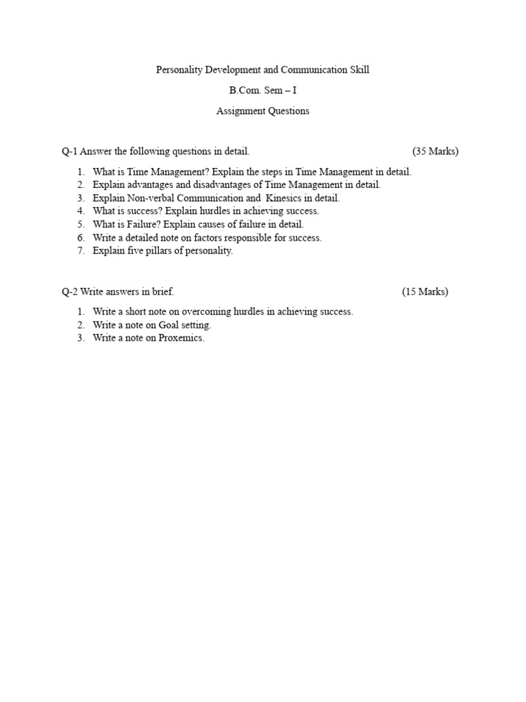 Personality Development and Communication Skill | PDF | Career & Growth ...