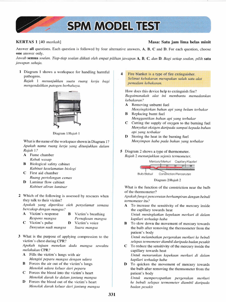Masterclass SPM Sci Model Paper | PDF | Cardiopulmonary Resuscitation | Physical Sciences
