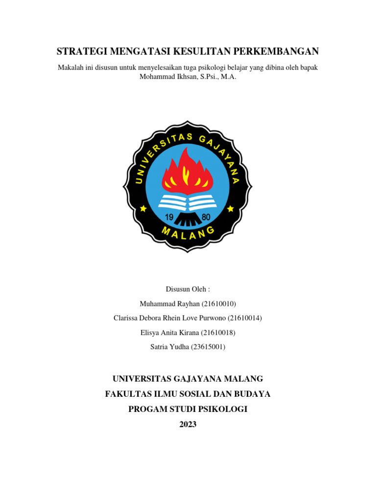Makalah Kesulitan Belajar Strategi Mengatasi Kesulitan Perkembangan ...