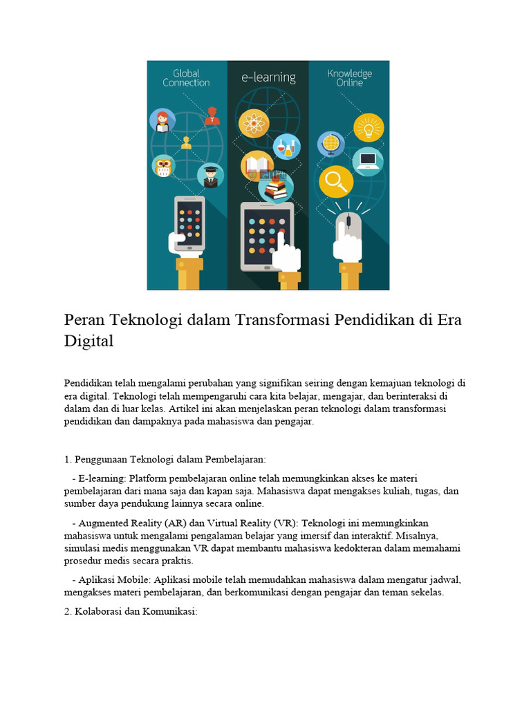 Peran Teknologi Dalam Transformasi Pendidikan Di Era Digital | PDF | Karier & Perkembangan | Seni