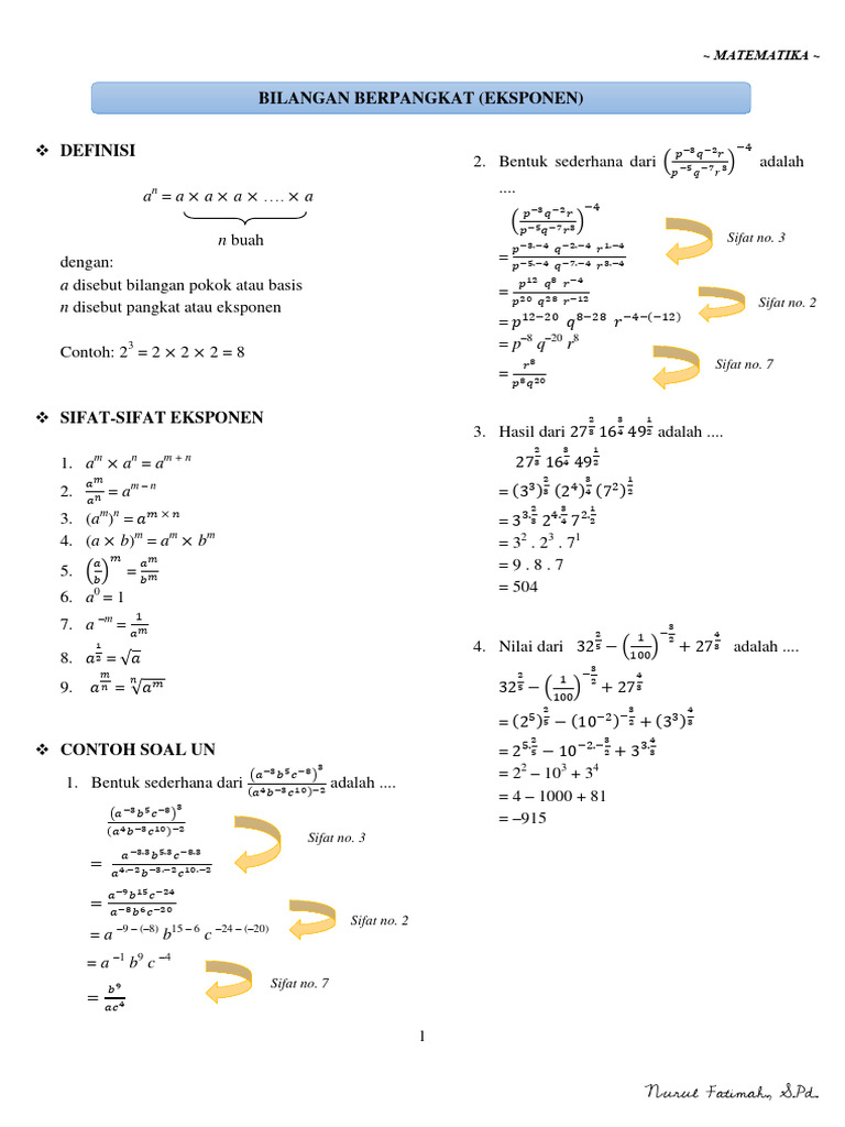Modul Mtk Eksponen Bentuk Akar Logaritma Spldv Pdf