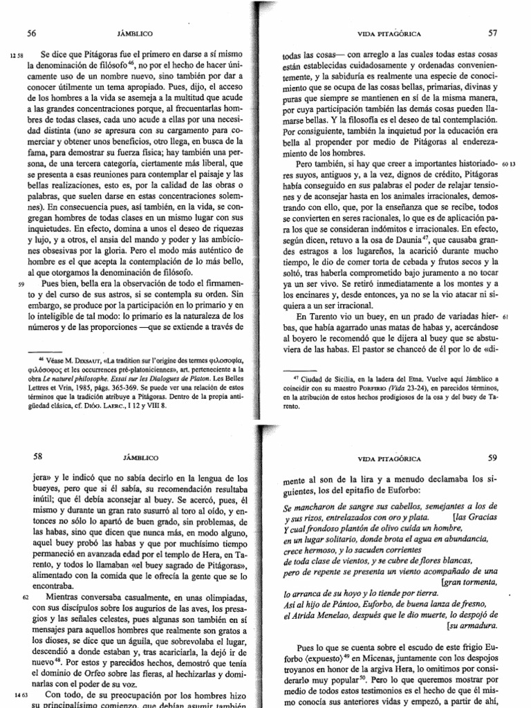 Jámblico - Vida de Pitágoras | PDF | Pitágoras | Alma