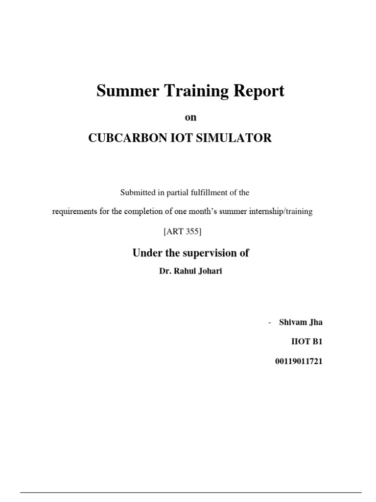 Report Summer Training | PDF | Internet Of Things | Wireless Sensor Network