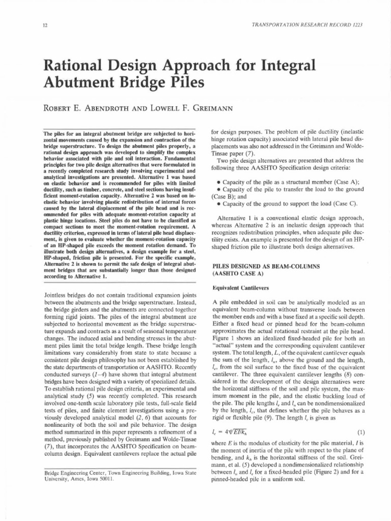 Rational Design Approach For Integral Abutment Bridge Piles | PDF ...