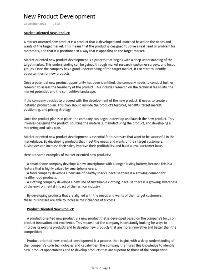 Market, Product, and Firm-Oriented NPD | PDF | New Product Development ...