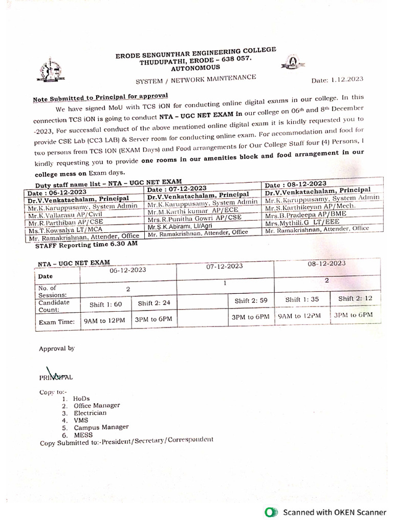 Nta - Ugc Net Exam Staff Duty List | PDF