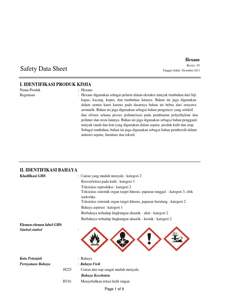 MSDS Hexane - 041705 | PDF