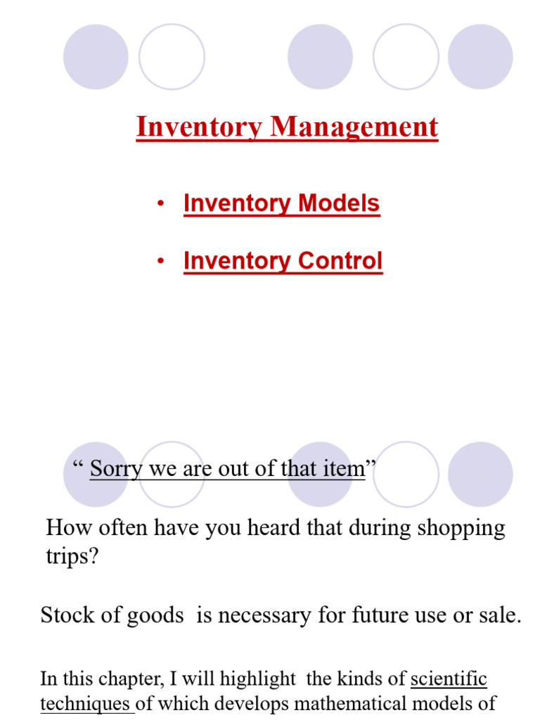 Inventory Management 1 PDF | PDF | Inventory | Management Accounting
