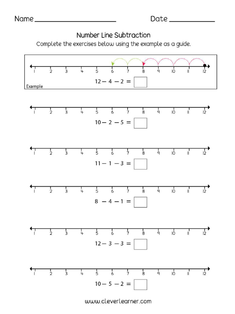 Subtraction Numberline-Worksheet-5 | PDF