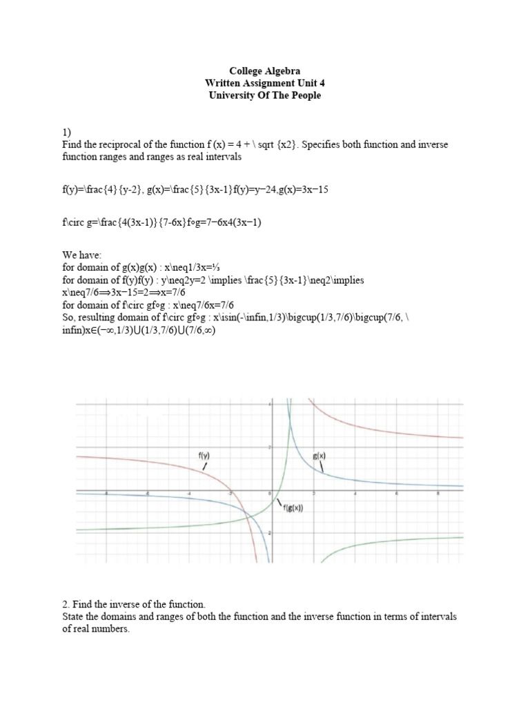 College Algebra Written Assignment Unit 4 | PDF | Teaching Methods ...