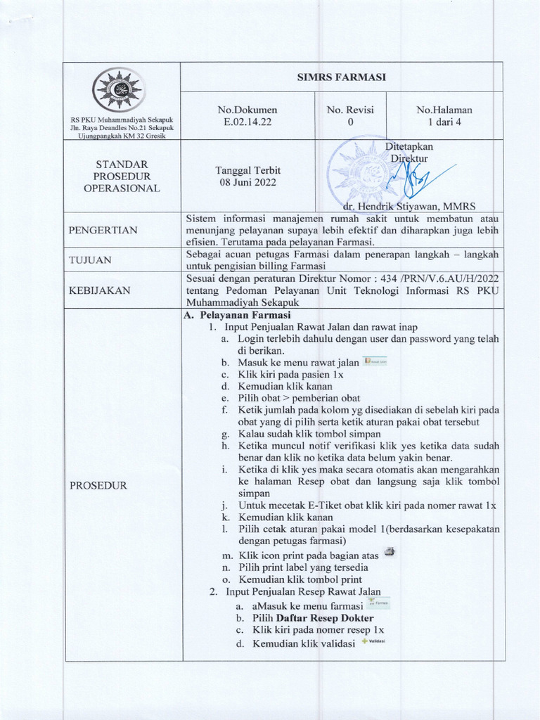 Simrs Farmasi | PDF