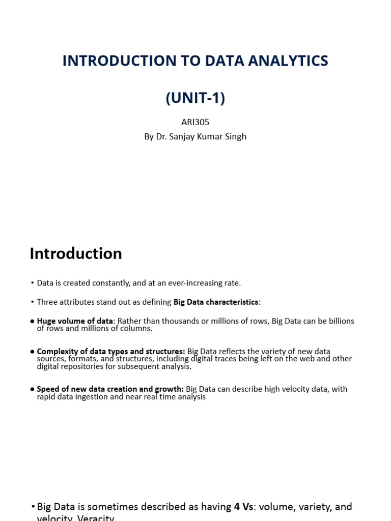 Introduction To Data Analytics | PDF | Big Data | Data
