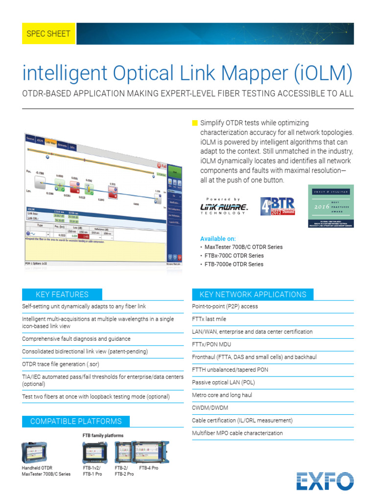 Exfo Spec-Sheet Iolm | PDF | Optical Fiber | Fiber To The X