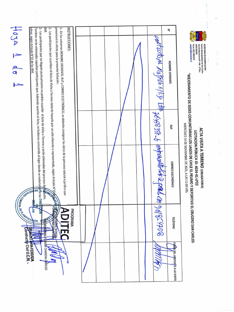 ACTA VISITA A TERRENO LICITACION 4024 - 41 - LP23. 14.11.2023pdf | PDF