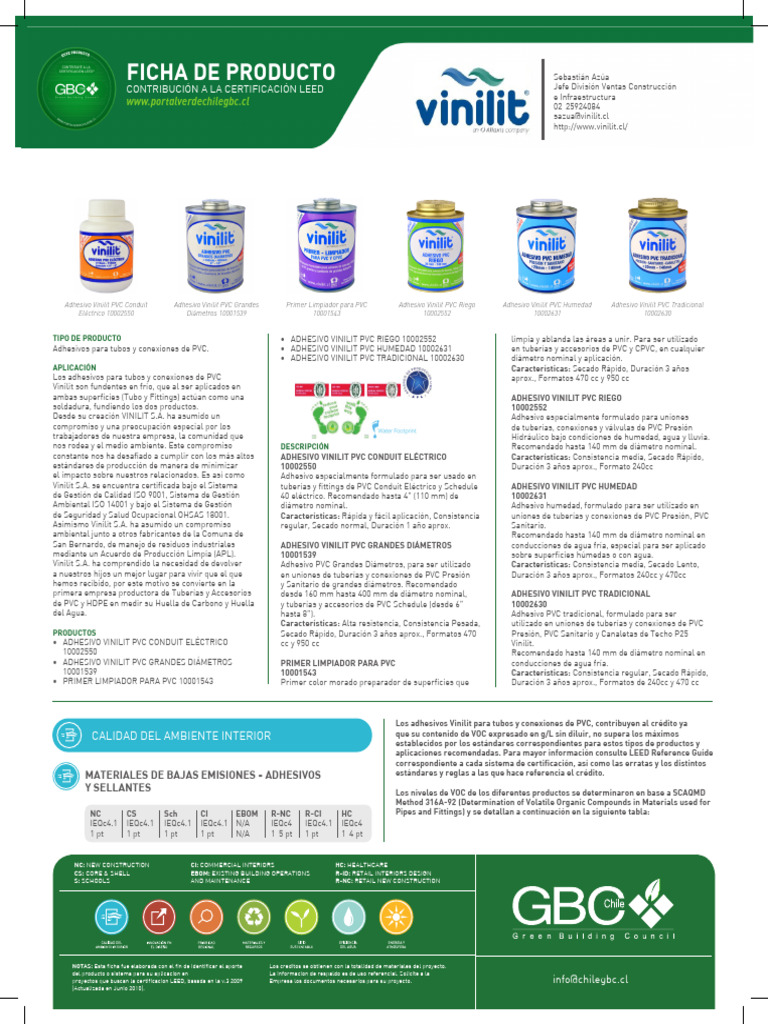 Vinilit Adhesivos Ficha Leed GBC | PDF