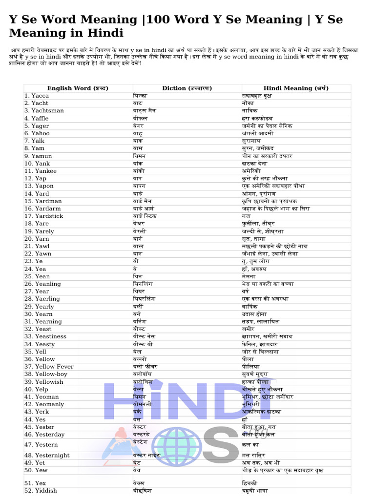 Y Word Meaning | PDF