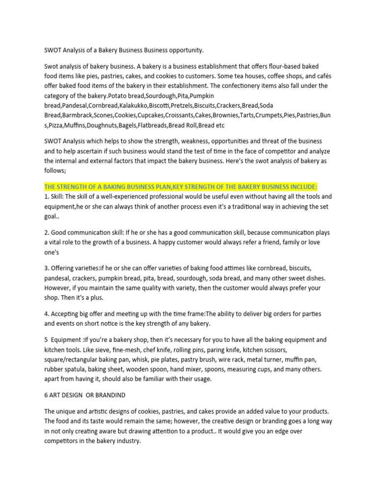 SWOT Analysis o-WPS Office | PDF | Baking | Bakery