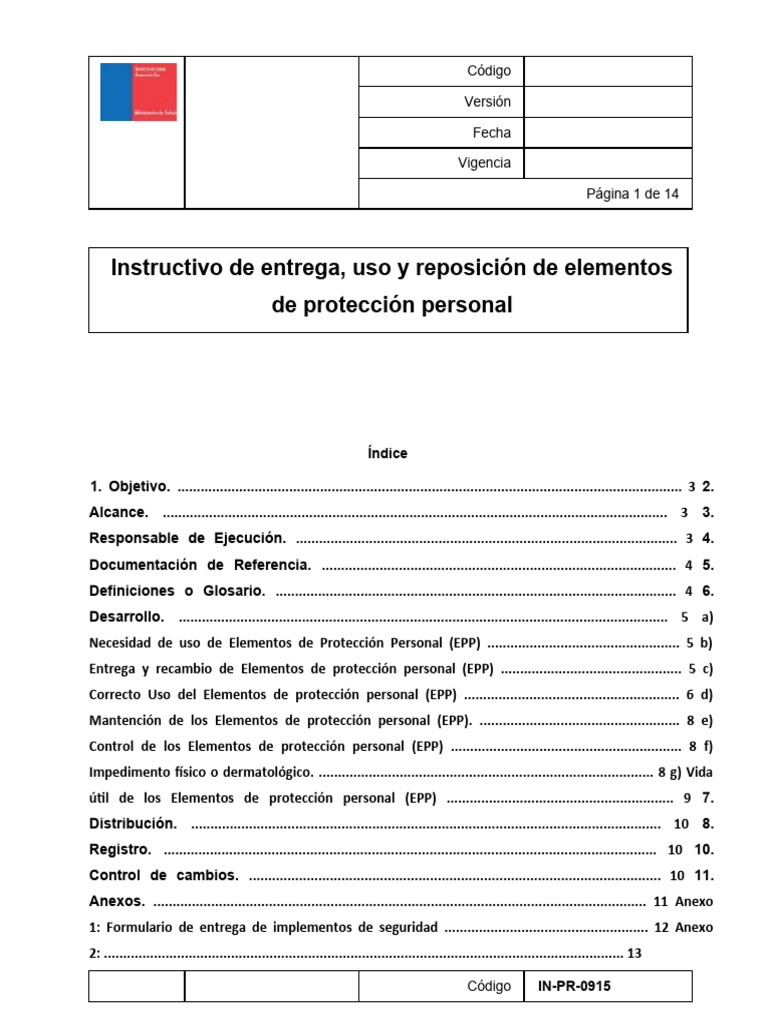 Procedimiento Entrega y Uso Epp | PDF | Hospital | Riesgo