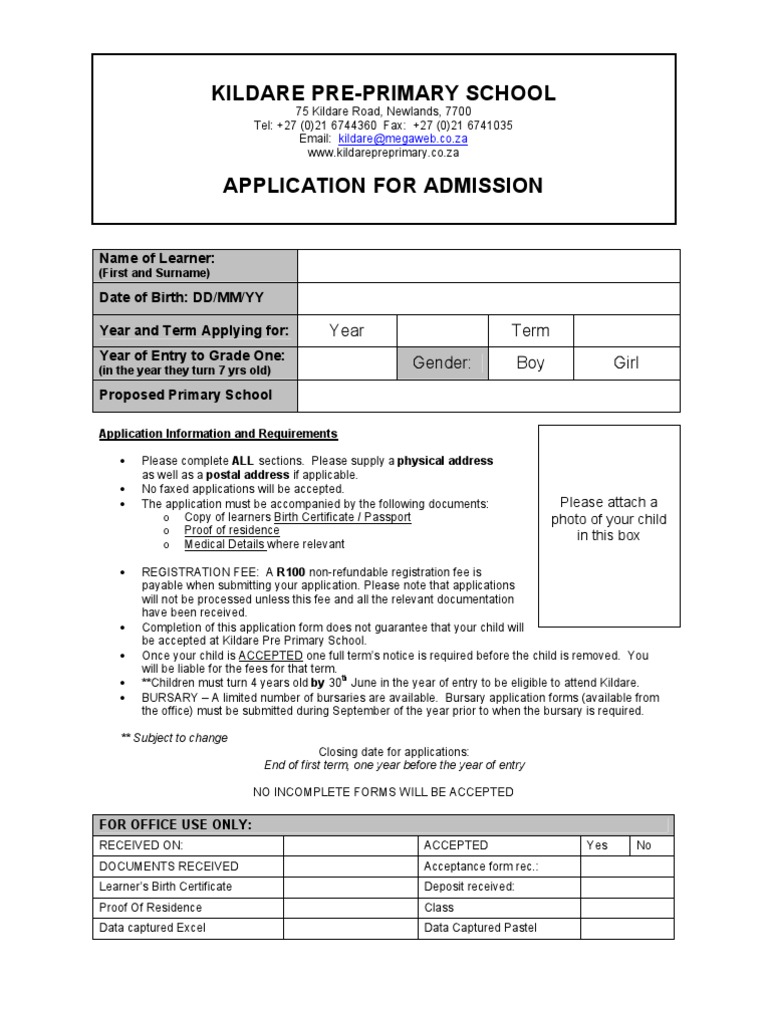 Kildare Pre-Primary School | PDF | Birth Certificate | Parent