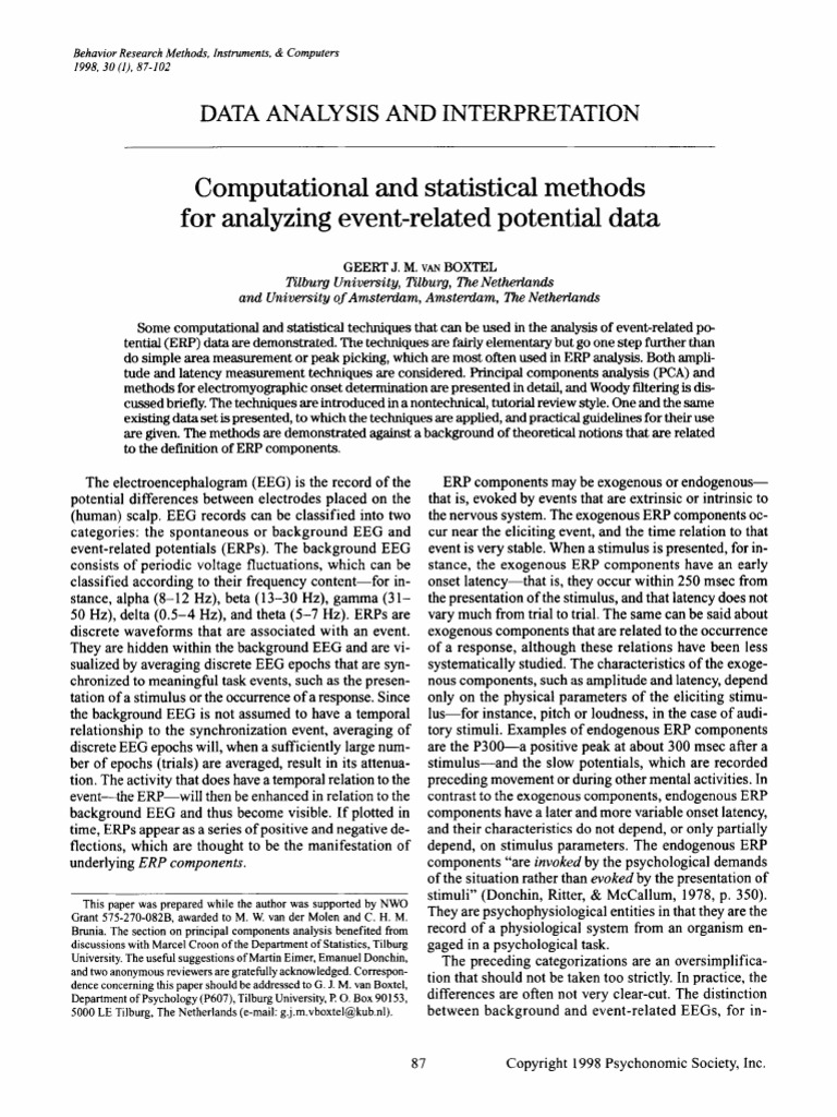 Computational and Statistical Methods For Analyzing Event-Related ...