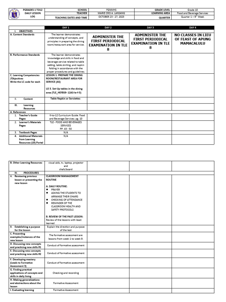 Q1W9 FBS DLL | PDF | Learning | Behavior Modification