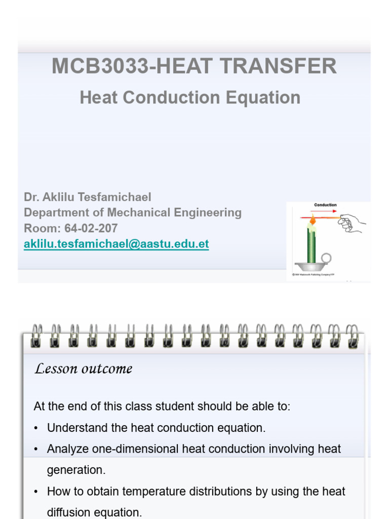 Lecture 3 Heat Conduction Equation Pdf Thermal Conduction Heat