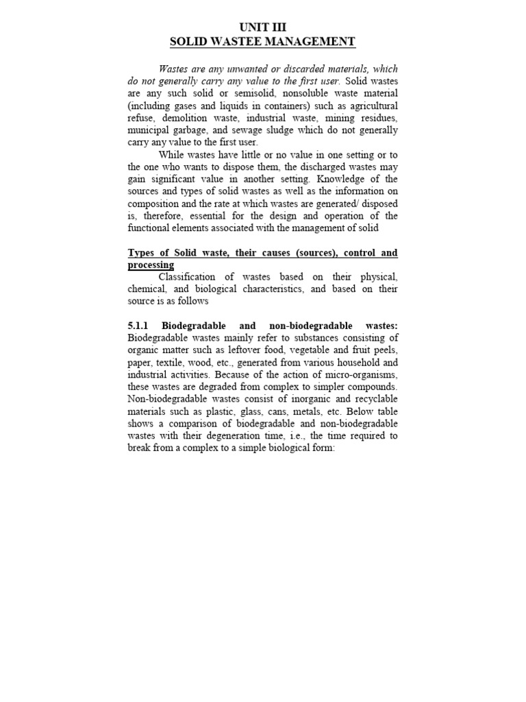 Unit 3A | PDF | Waste | Municipal Solid Waste
