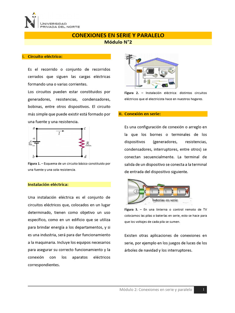 CONEXIONES EN SERIE Y PARALELO Modulo N | PDF | Ingenieria Eléctrica ...