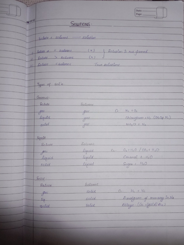 Class 12 Solutions Notes | PDF