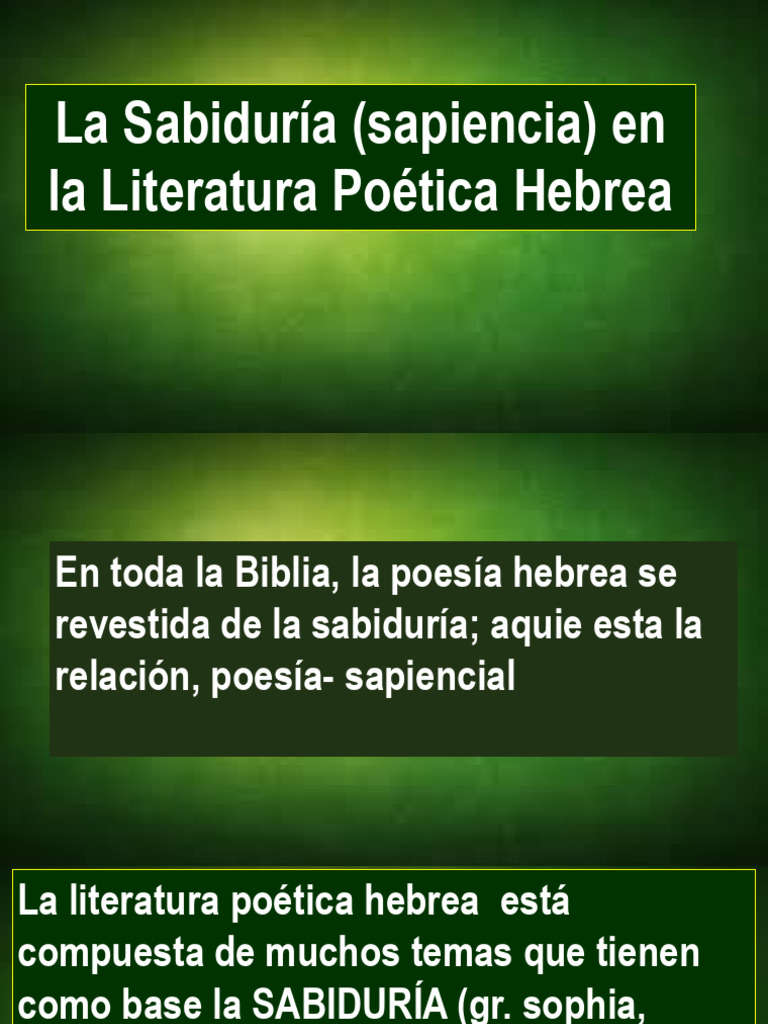 La Sabiduria y La Poesia Hebrea | PDF | Sabiduría | Rasgos de personalidad