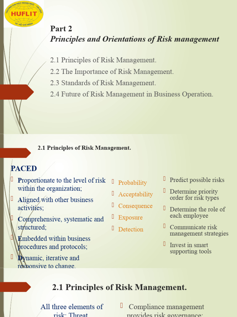 Part 2 Principle Aim of Risk Management (Sent) | PDF | Risk Management ...