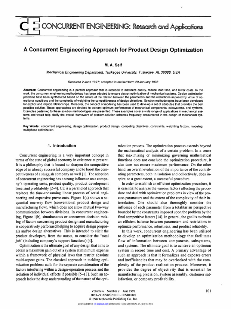 A Concurrent Engineering Approach For Product Design Optimization | PDF ...