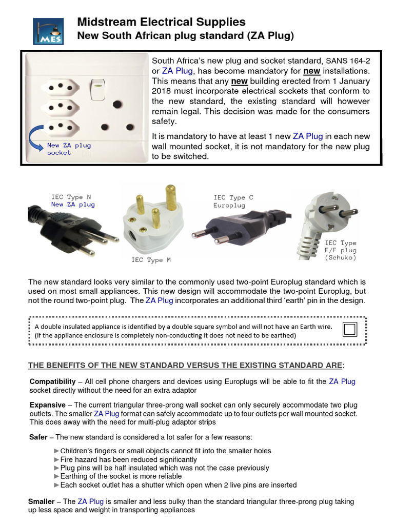 New South African Plug Standard (ZA Plug) | PDF | Ac Power Plugs And Sockets | Electrical Components