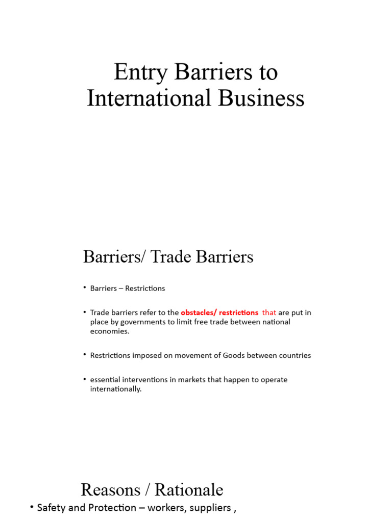 Entry Barriers To International Business | PDF | Tariff | Taxes