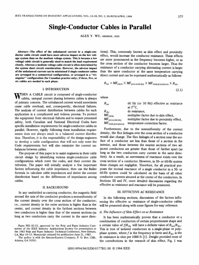 Single-Conductor Cable Configurations | PDF | Electrical Resistance And ...