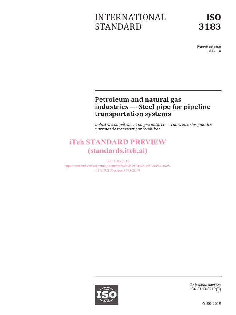 Iso 3183 2019 | PDF | Nondestructive Testing | Pipe (Fluid Conveyance)