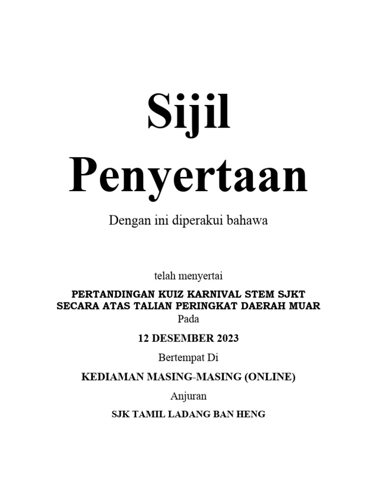 Sijil Penyertaan STEM | PDF