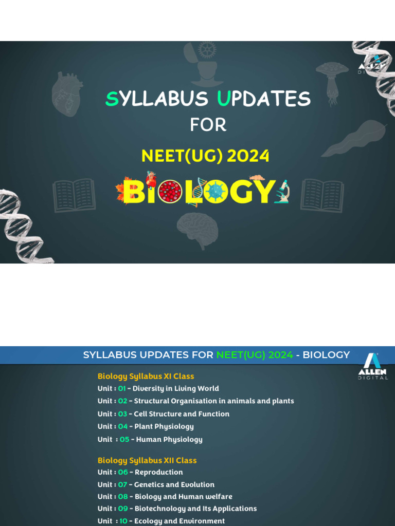 NEET Biology Syllabus 2024 - Removed | PDF | Biology | Ecology NEET Biology Syllabus 2024 - Removed | PDF | Biology | Ecology