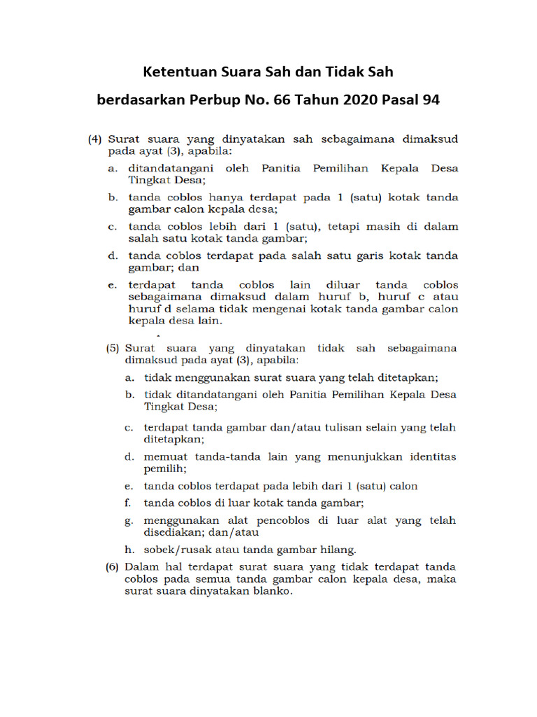 Ketentuan Suara Sah Dan Tidak Sah | PDF