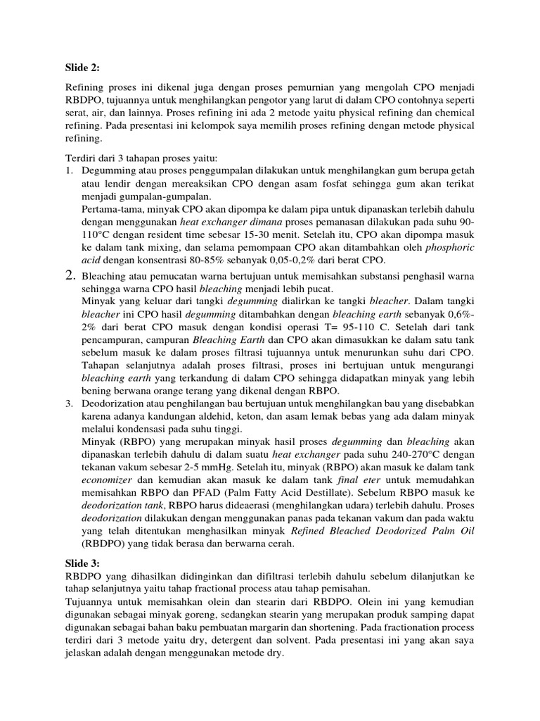 SDAI Proses RBDPO-Shortening | PDF | Memasak, Makanan, & Anggur | Sains ...