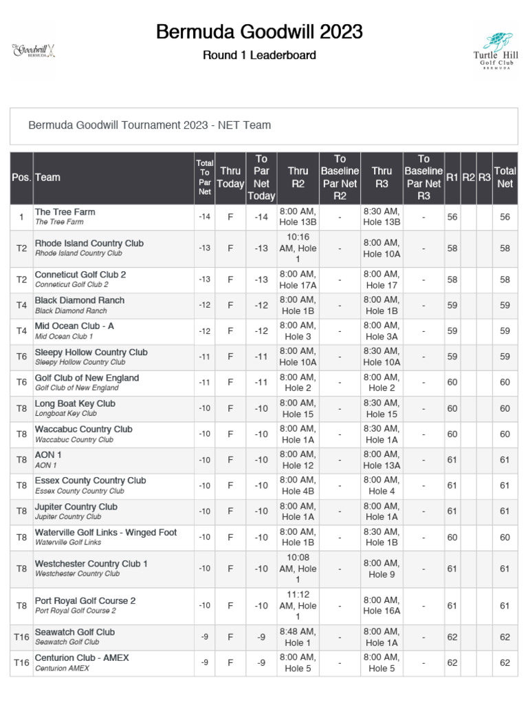 2023 Goodwill Bermuda Pro-Am Tournament Results | PDF | Precision ...
