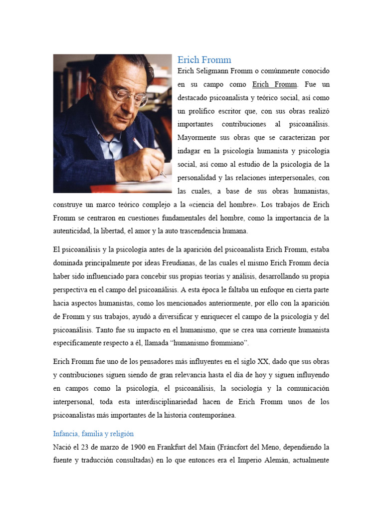Erich Fromm Biografia | PDF | Erich Fromm | Psicoanálisis