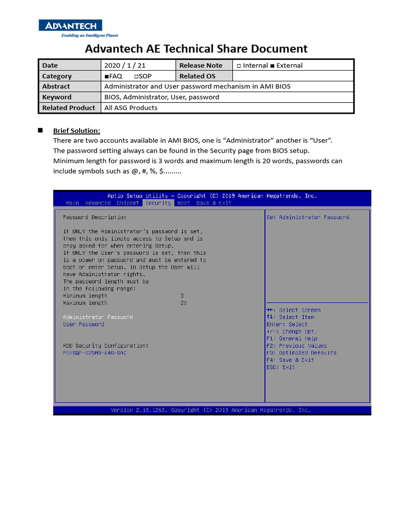 AMI BIOS User and Administrator Passwords | PDF | Bios | Booting