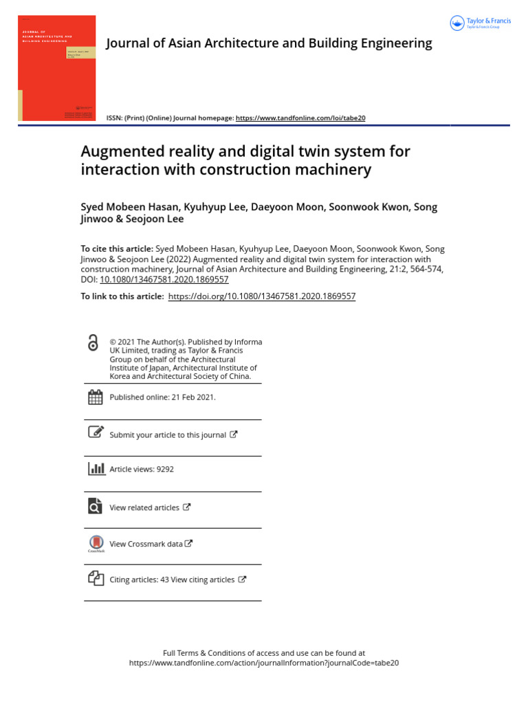 Augmented Reality and Digital Twin System For Interaction With Construction Machinery | PDF ...